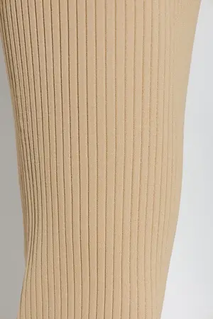 Nanushka Ribbed Knit Flared Trousers - Nude