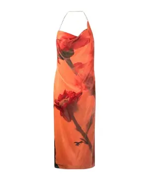 Stine Goya Abstract Floral Print Sleeveless Maxi Dress With Chain Detail And Open Back