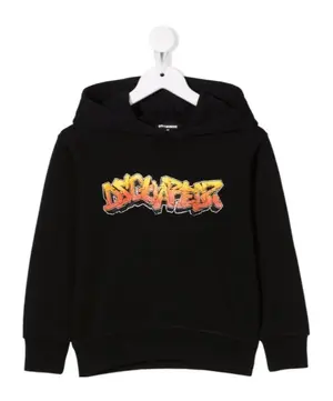 Dsquared2 Graffiti Logo Cotton Hoodie - Black