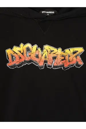Dsquared2 Graffiti Logo Cotton Hoodie - Black