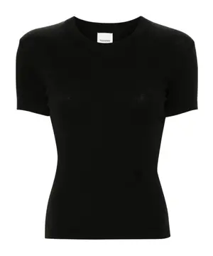 Nanushka Logo-embroidered Cropped T-shirt - Black