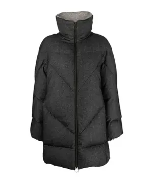 Eleventy High Neck Quilted Coat - Mixed Gray