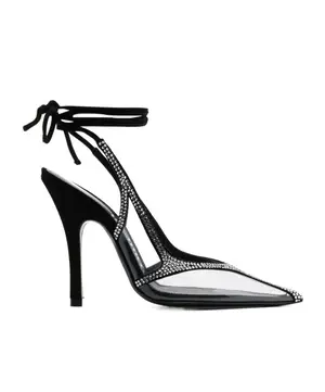 Attico Venus 100mm Crystal-embellished Pumps - Black