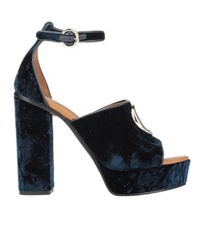 Chloé Velvet Platform Sandals With Buckle Ankle Strap