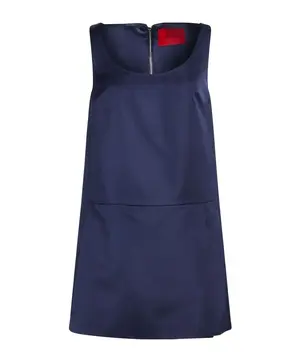 MAXCO. Solid Color Sleeveless Satin Dress - Blue