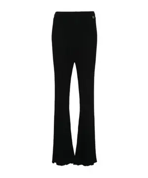TWINSET High Waist Ribbed Knit Flared Trousers