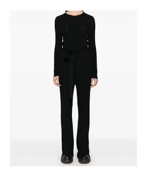 TWINSET High Waist Ribbed Knit Flared Trousers