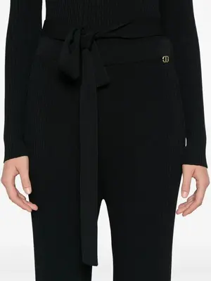 TWINSET High Waist Ribbed Knit Flared Trousers