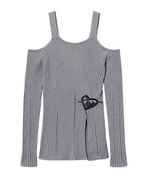 TWINSET Rib Knit Brooch Detail Top