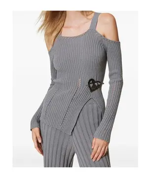 TWINSET Rib Knit Brooch Detail Top