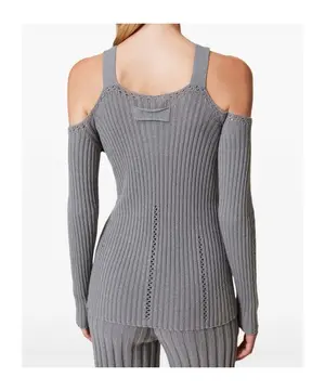 TWINSET Rib Knit Brooch Detail Top