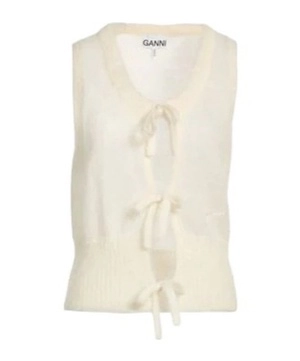 GANNI Plain Colour Cardigans - White