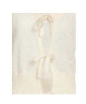 GANNI Plain Colour Cardigans - White