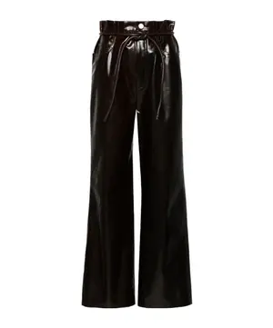 Nanushka Sato Belted Faux Leather Wide Leg Pants - Black