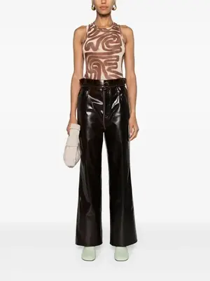 Nanushka Sato Belted Faux Leather Wide Leg Pants - Black