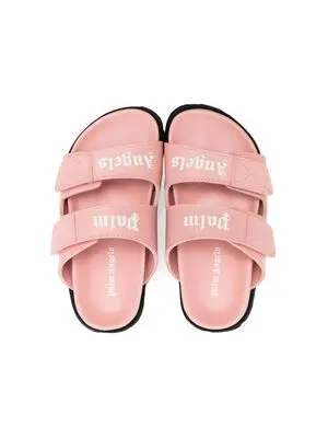 Palm Angels Logo-print Leather Slides