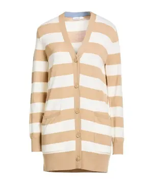Max Mara Striped Wool Knit Cardigan - Nude