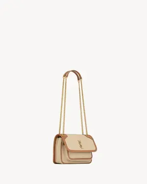 Saint Laurent Niki Mini En Toile Et Cuir