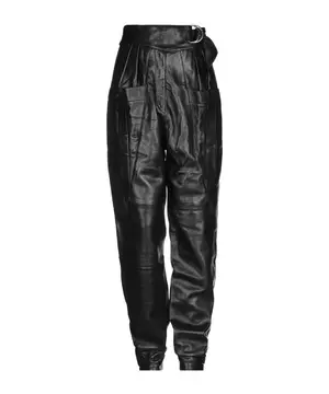 Isabel Marant Étoile Plain Colour Leather Trousers - Black