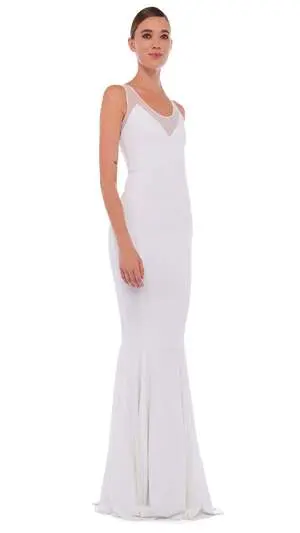 Norma Kamali Sleeveless V-neck Maxi Dress With Mesh Inlay