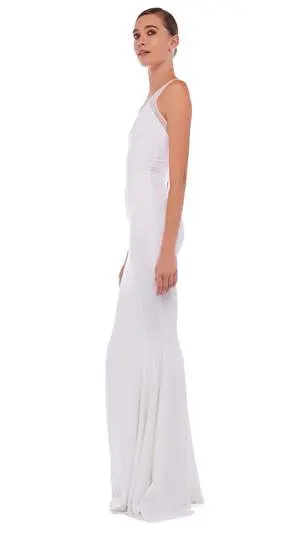 Norma Kamali Sleeveless V-neck Maxi Dress With Mesh Inlay