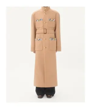 Valentino Garavani Double-breasted Wool Trench Coat With Snakeskin Detail