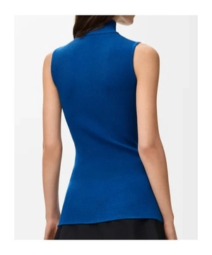 Loewe Sleeveless High Neck Top With Double Embroidery - Blue