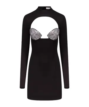 AREA Crystal Embellished Dress With Cutout Detail