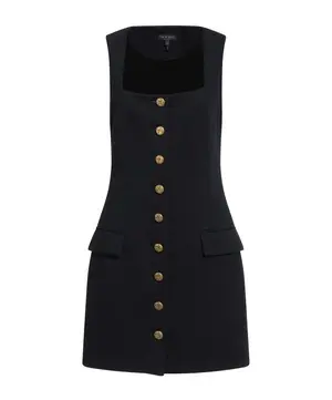 Rag & Bone Sleeveless Square Neck Button Detailed Mini Dress - Black