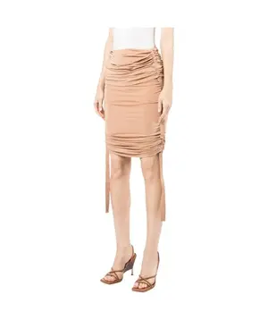 DION LEE Doric Ruched Midi Skirt - Nude