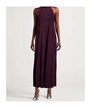MAXCO. Pleated Halterneck Maxi Dress
