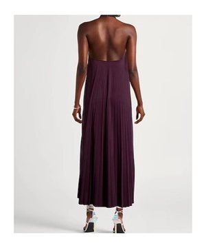 MAXCO. Pleated Halterneck Maxi Dress