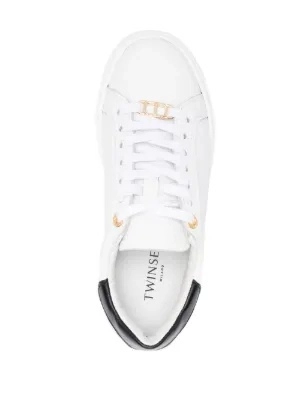 TWINSET Contrasting-heel Leather Trainers