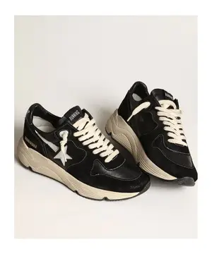GOLDEN GOOSE Running Sole Sneakers In Nappa Leather And Suede - Black