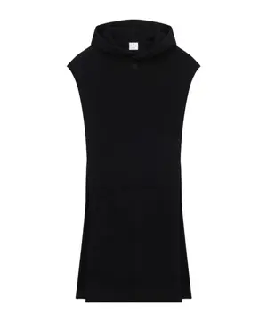 COURREGES Ribbed-knit Sleeveless Hoodie - Black