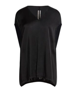 Rick Owens Solid-color Satin Short-sleeve V-neck Top - Black