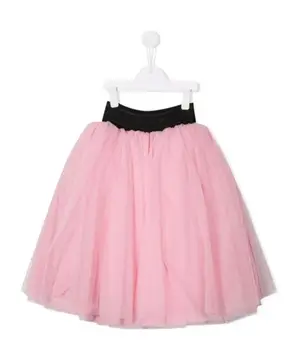 Balmain Logo Waistband Tulle Tutu Skirt