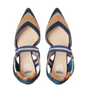 Fendi Mesh And Beaded High-heeled Slingbacks