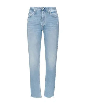 Rag & Bone Light Wash Fringed Hem Jeans
