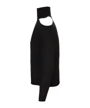 KANGRA Off-the-shoulder Ribbed Knitwear With High Collar