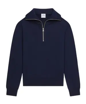 COURREGES Courrèges Trucker Sweater With Embroidered Logo - Navy Blue