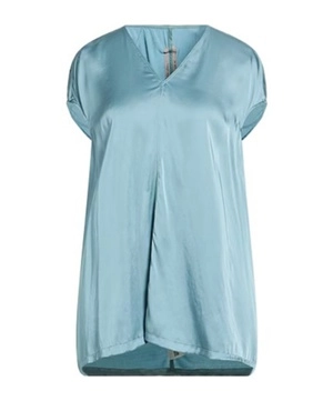 Rick Owens Solid Color Satin V-neck Top - Blue