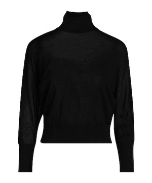 Max Mara Solid Lightweight Wool Knit Top - Black