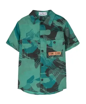 Stone Island Abstract Print Linen Shirt