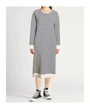 Max Mara Striped Long Sleeve Jersey Dress