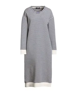 Max Mara Striped Long Sleeve Jersey Dress - White