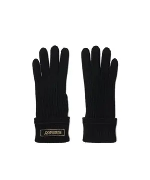 Burberry Logo Patch Wool Blend Gloves Black