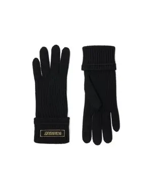 Burberry Logo Patch Wool Blend Gloves - Black