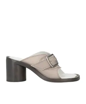 MAISON MARGIELA Square Toe Buckled Leather Slides - Black