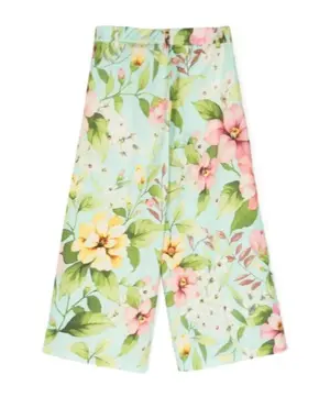 TWINSET Floral Print Cotton Blend Cropped Trousers